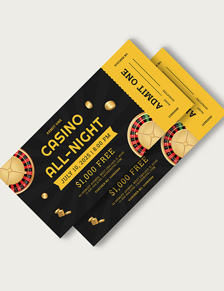 Casino Ticket Voucher Template Illustrator Word Apple Pages PSD 