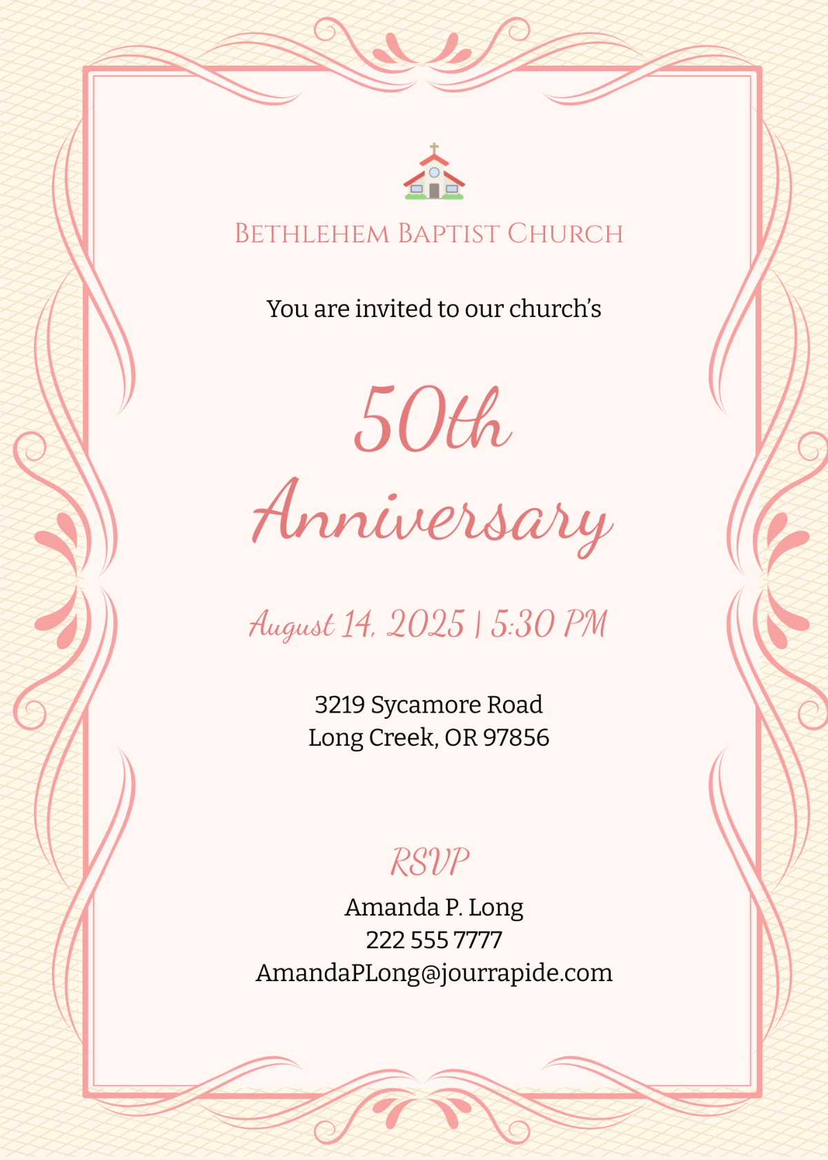 Free Anniversary Church Invitation Template To Edit Online