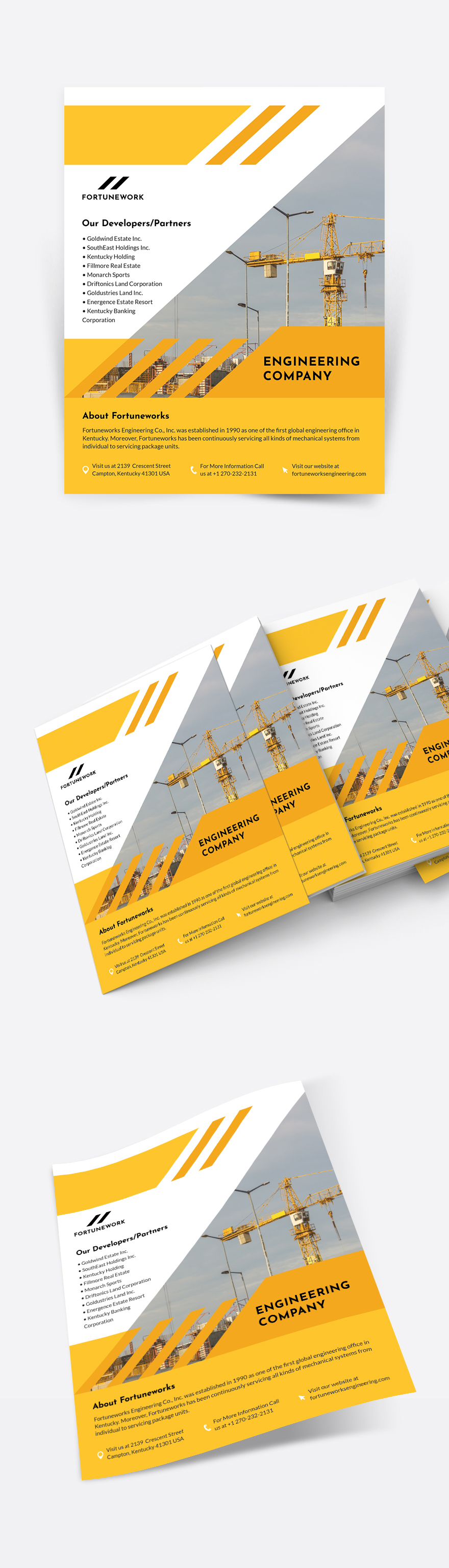 Engineering Company Flyer Template - Illustrator, InDesign, Word, Apple ...