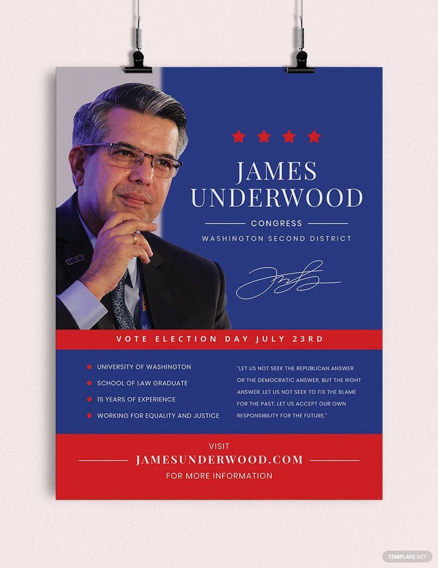 Political Campaign Poster Template Illustrator Apple Pages PSD 