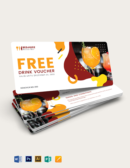 Drink Voucher Template Illustrator Word Apple Pages PSD Publisher 