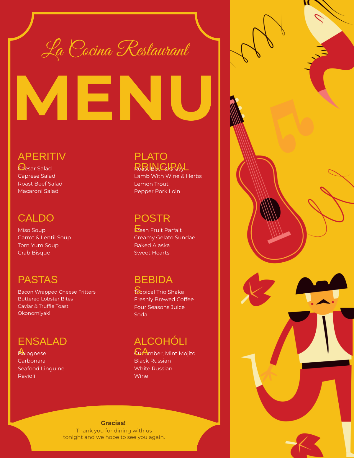 Sample Spanish Menu At Amanda Edmondson Blog Sample Spanish Menu At Amanda Edmondson Blog