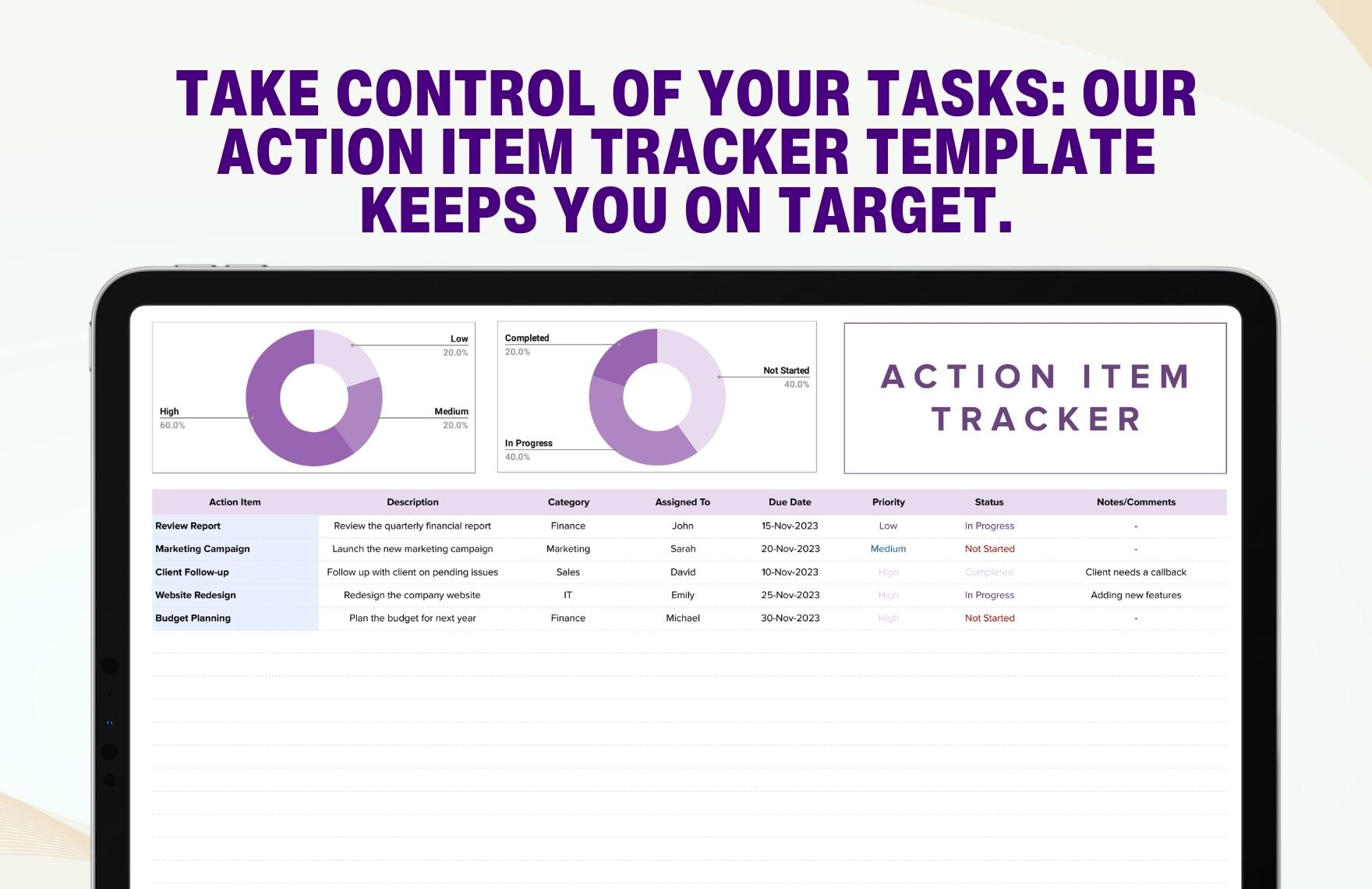 Action Item Tracker Template In Excel Google Sheets Download