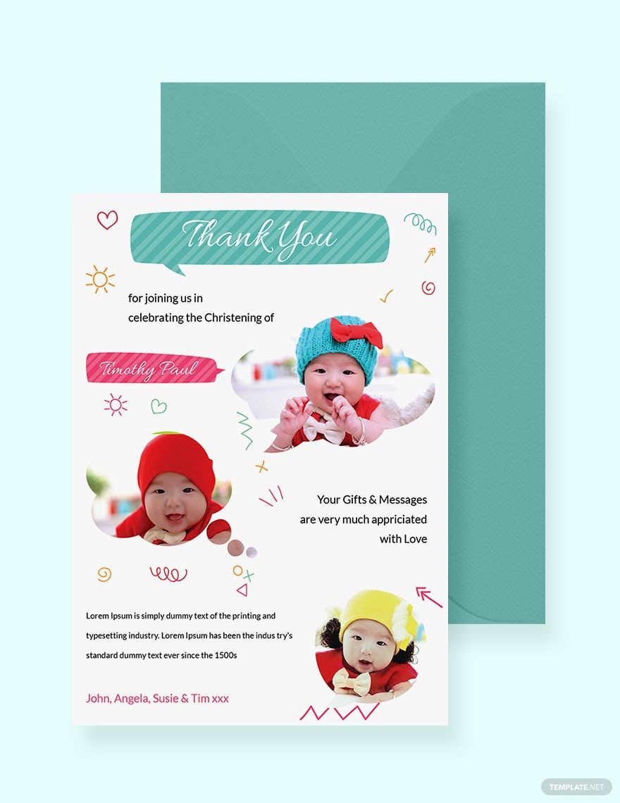 Bi-fold Thank You Card Template - Illustrator, Word, Apple Pages, PSD ...