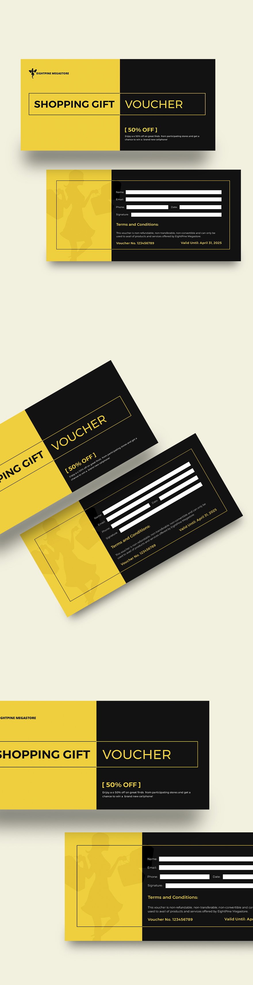 Shopping Gift Card Voucher Template - Illustrator, Word, Apple Pages ...