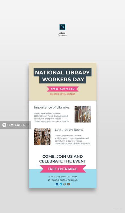 Free National Library Worker's Day Email Newsletter Template | Free ...