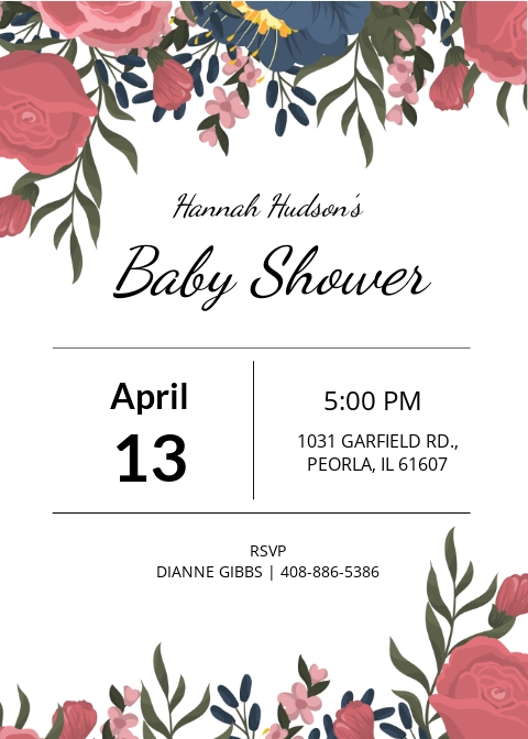 Floral Baby Shower Template - Illustrator, Word, Apple Pages, PSD ...