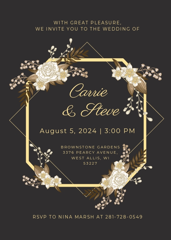 Maroon And Gold Wedding Invitation Template Free JPG Illustrator 