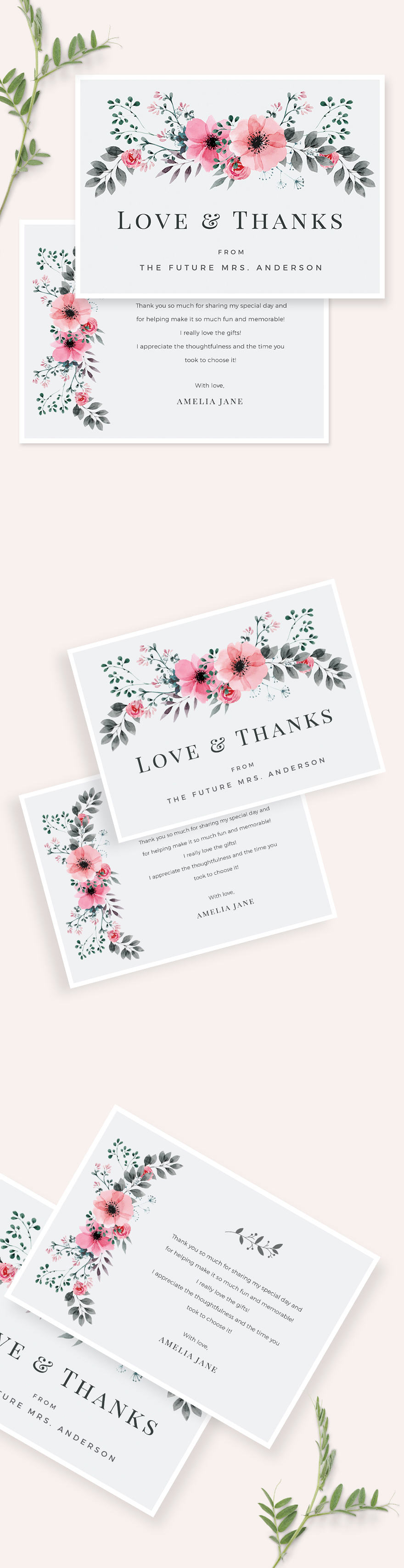 Bridal Shower Thank You Card Template Google Docs Illustrator Word 