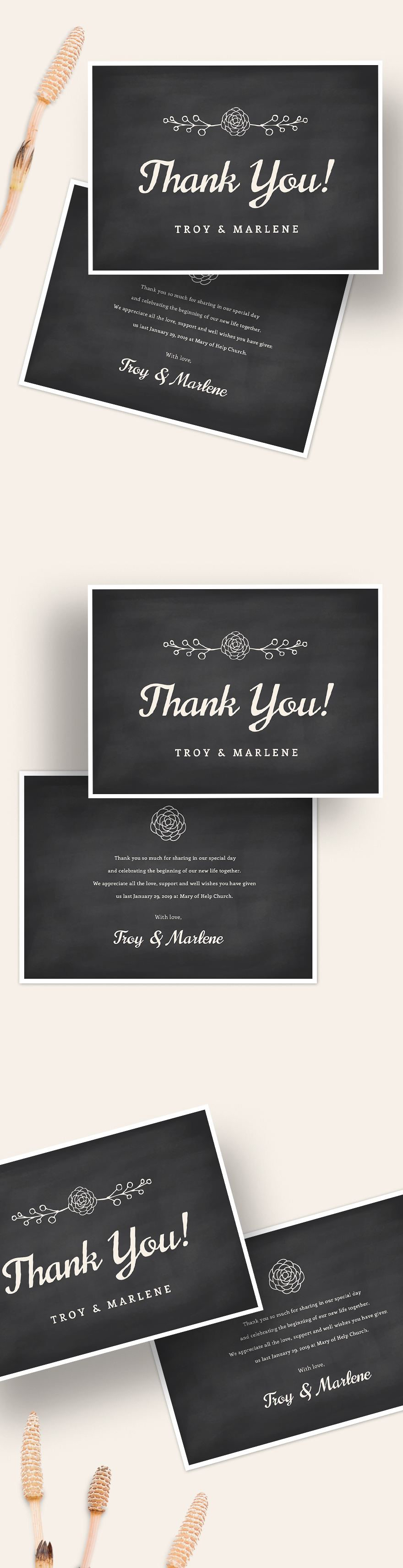 Free Chalkboard Wedding Thank You Card Template - Illustrator, Word ...