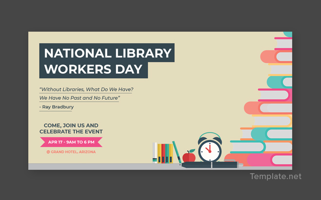 Free National Library Worker's Day Facebook Profile Photo Template in ...