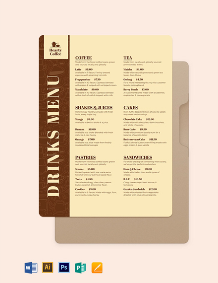 Cafe Coffee shop Flyer Menu Template