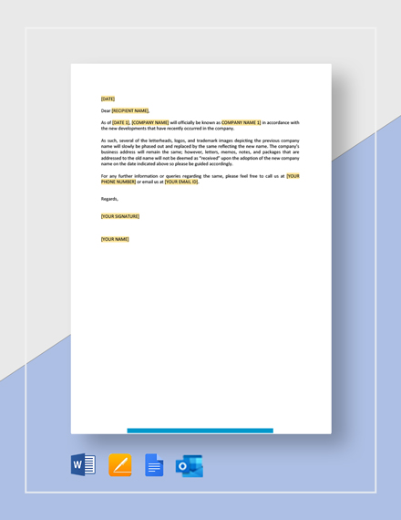 FREE Company Name Change Letter Template - Word | Google Docs | Apple ...