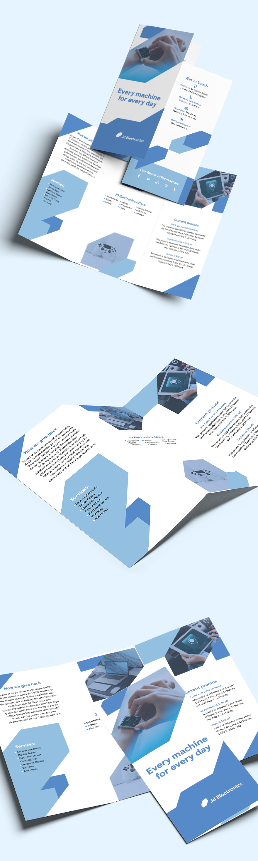 Electronic Bi-Fold Brochure Template - Illustrator, InDesign, Word ...