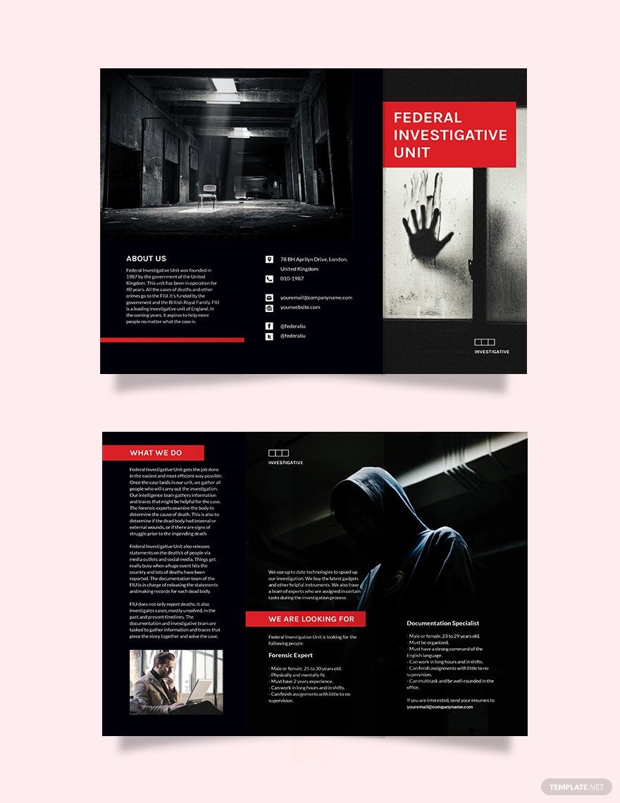 Free Investigator Tri Fold Brochure Template Google Docs Illustrator 