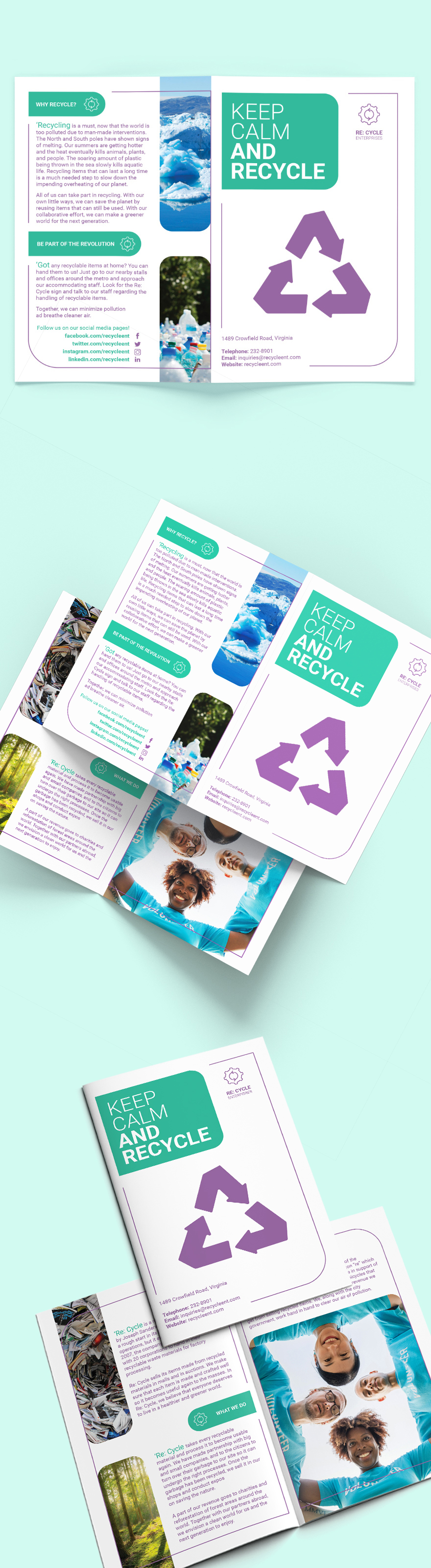 Recycling Bi-Fold Brochure Template - Illustrator, InDesign, Word ...