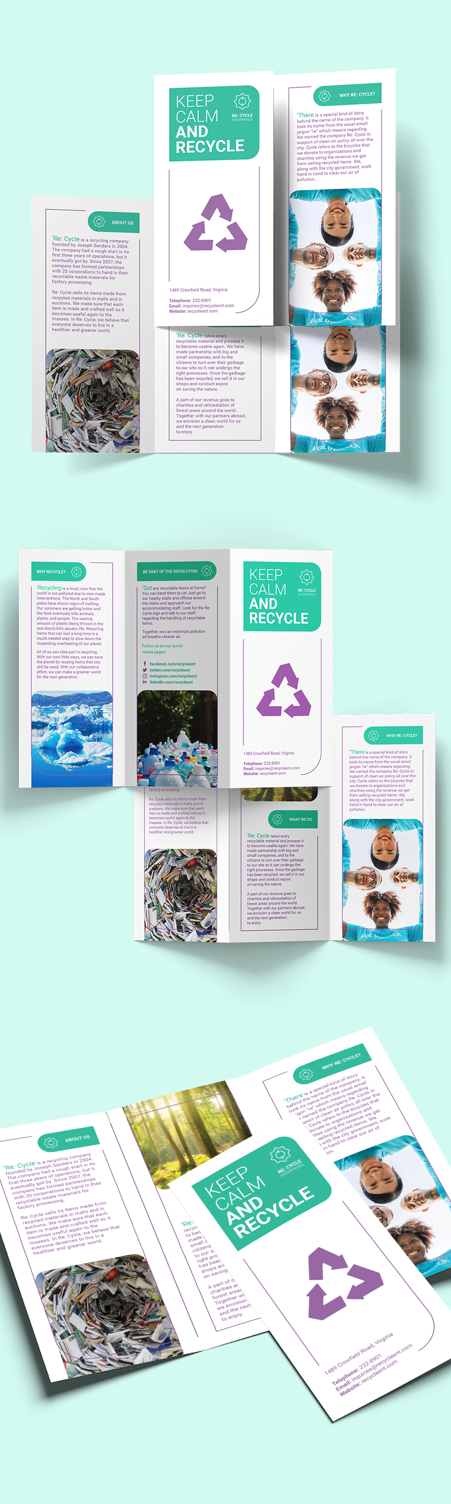 Recycling Bi-Fold Brochure Template - Illustrator, InDesign, Word ...