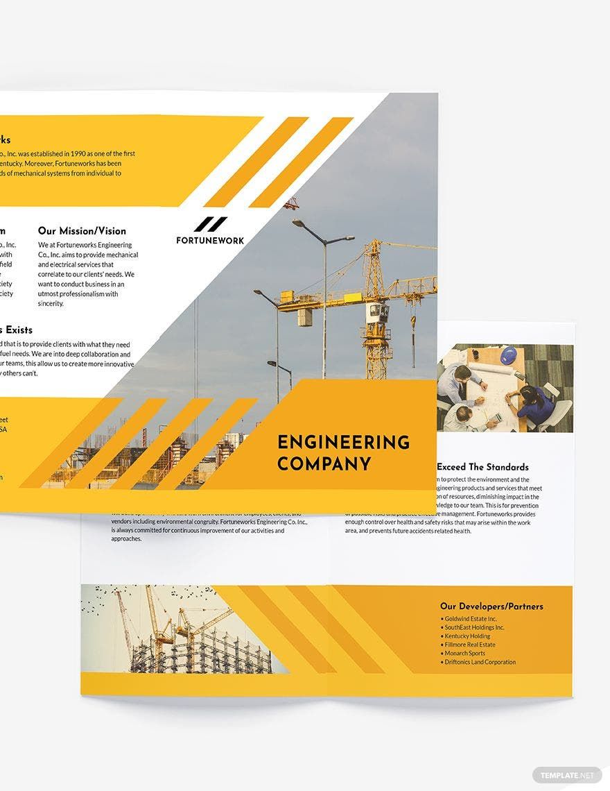 Engineering Company Bi Fold Brochure Template Download In Word 