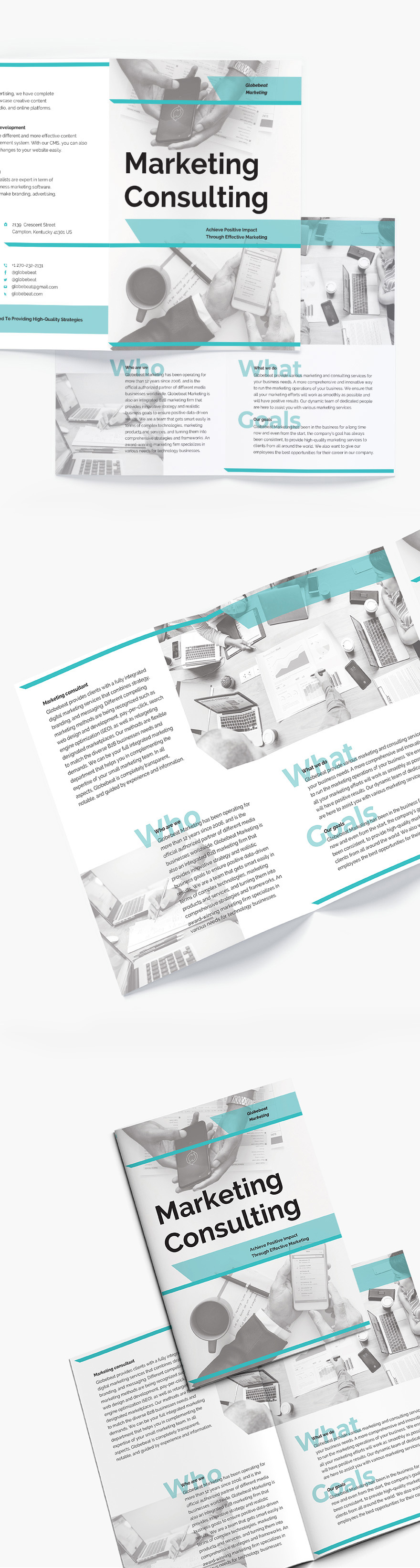 Marketing Consultant Bi-Fold Brochure Template - Illustrator, InDesign ...