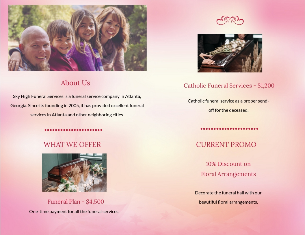 Catholic Funeral Bi-fold Brochure Template in Google Docs, Illustrator ...