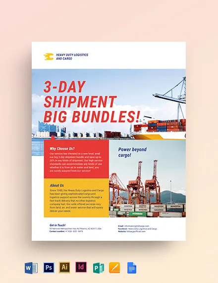 Logistics Services Flyer Template - Illustrator, PSD | Template.net