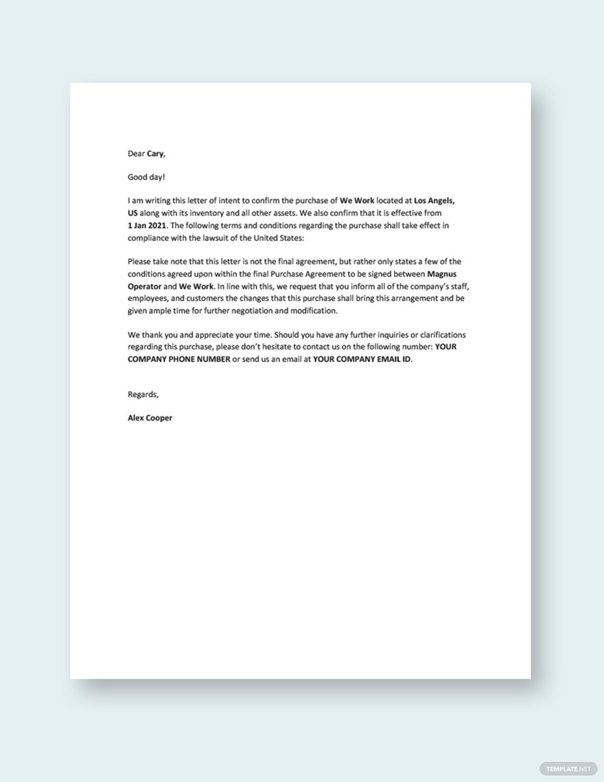 Letter Of Intent Google Docs Word PDF Template