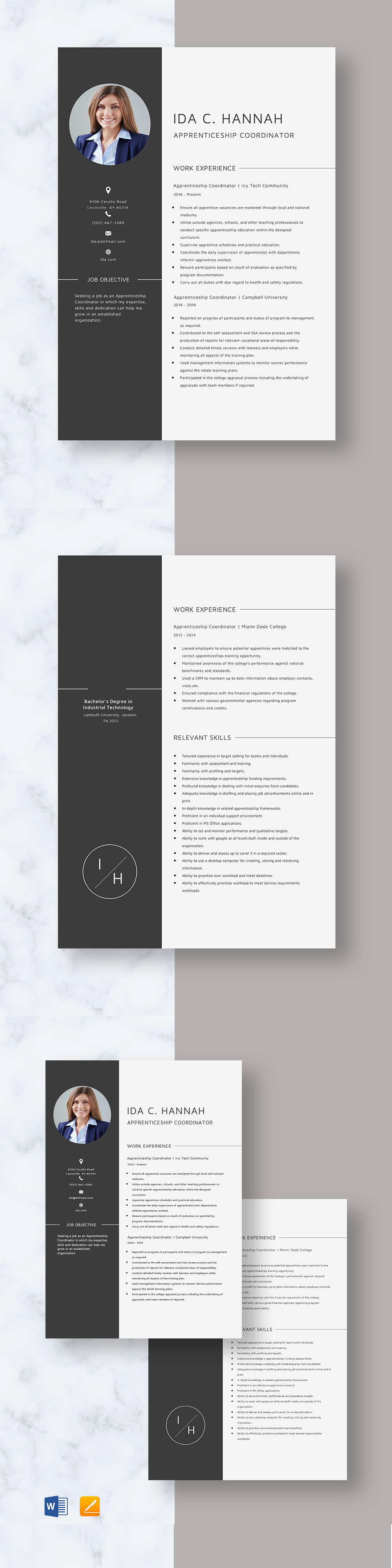 Apprenticeship Coordinator Resume Template - Word, Apple Pages ...