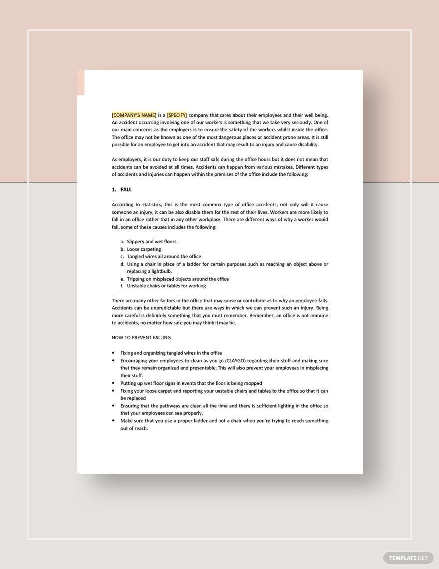 Employee Accident Report Template - Google Docs, Word, Apple Pages, PDF ...