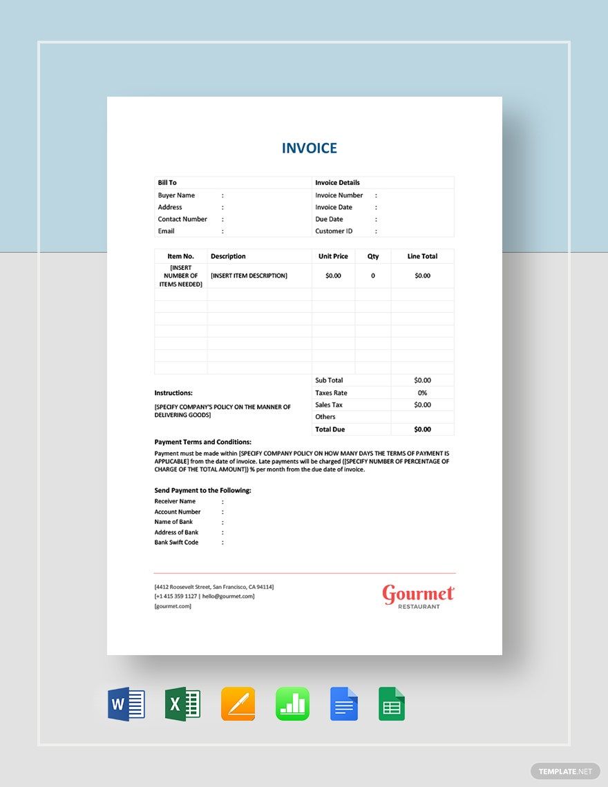 Restaurant Blank Invoice Template Download In Word Google Docs 