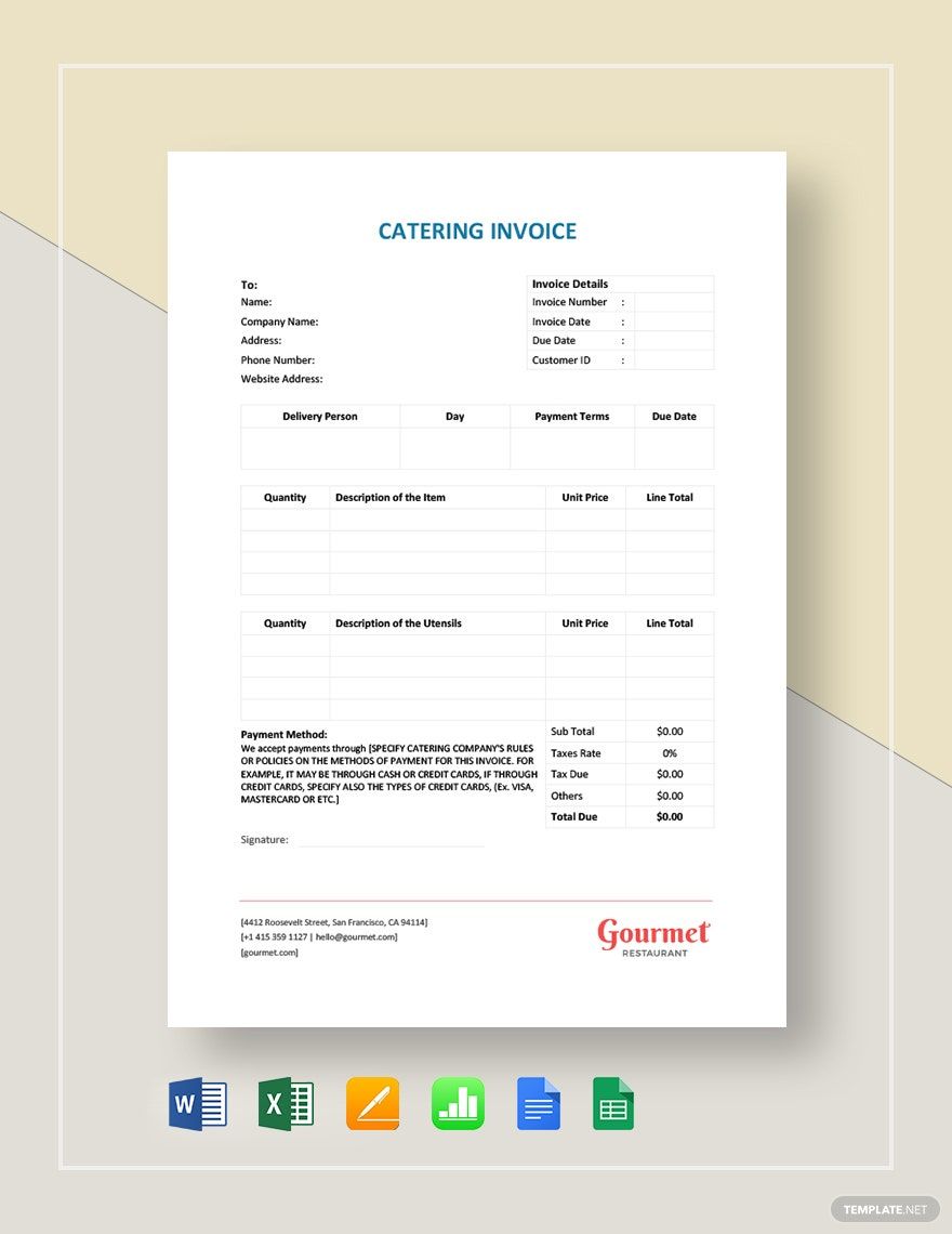 Catering Service Invoice Template Download In Word Google Docs 