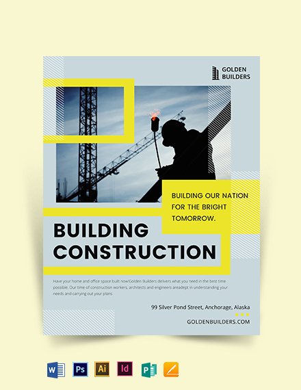 Building Construction Flyer Template Word PSD InDesign Apple 