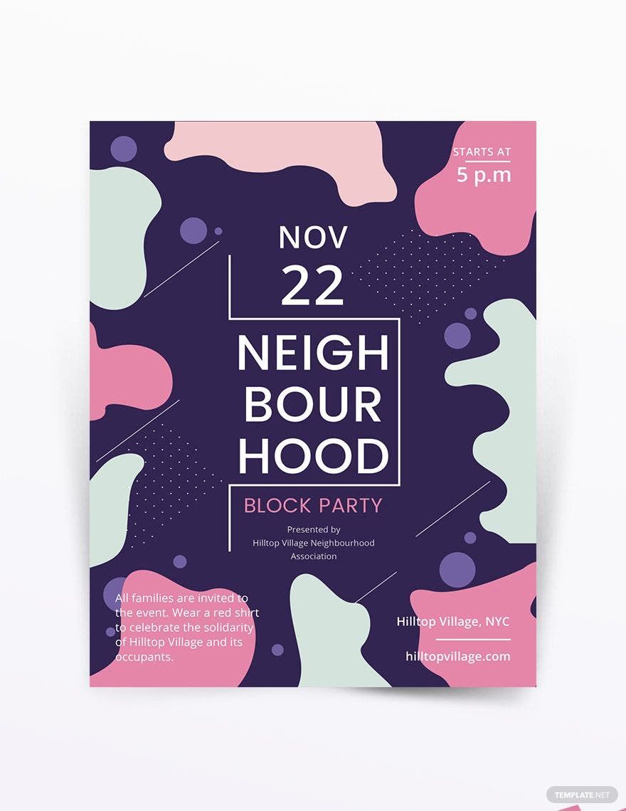 Neighbourhood Block Party Flyer Template Word Google Docs 