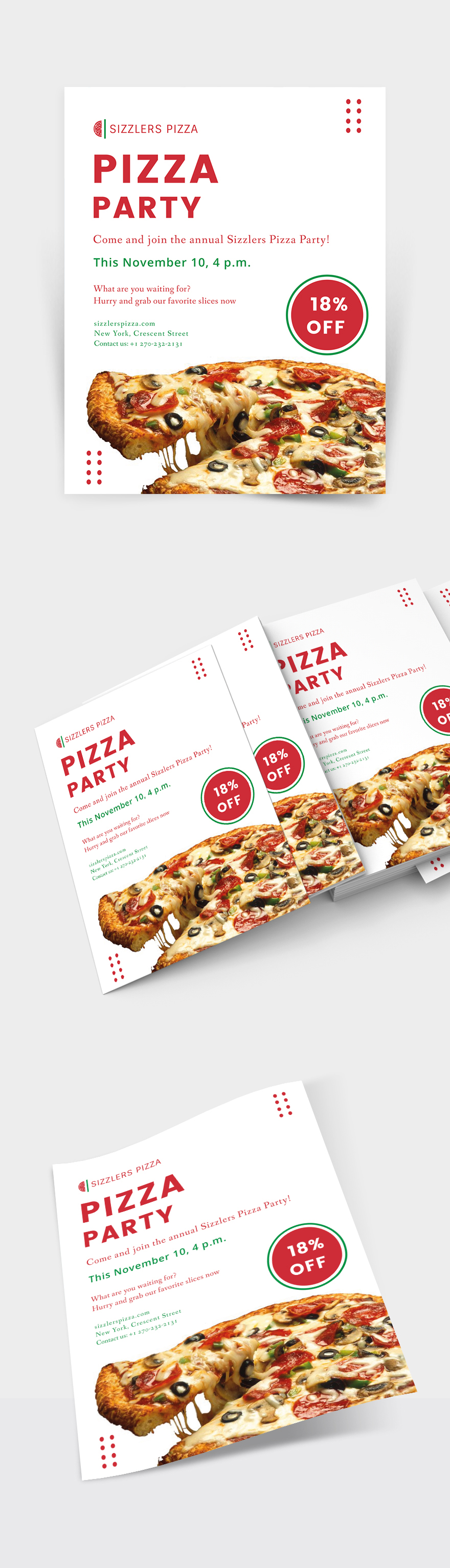 Elegant Pizza Party Flyer Template - Google Docs, Illustrator, InDesign ...