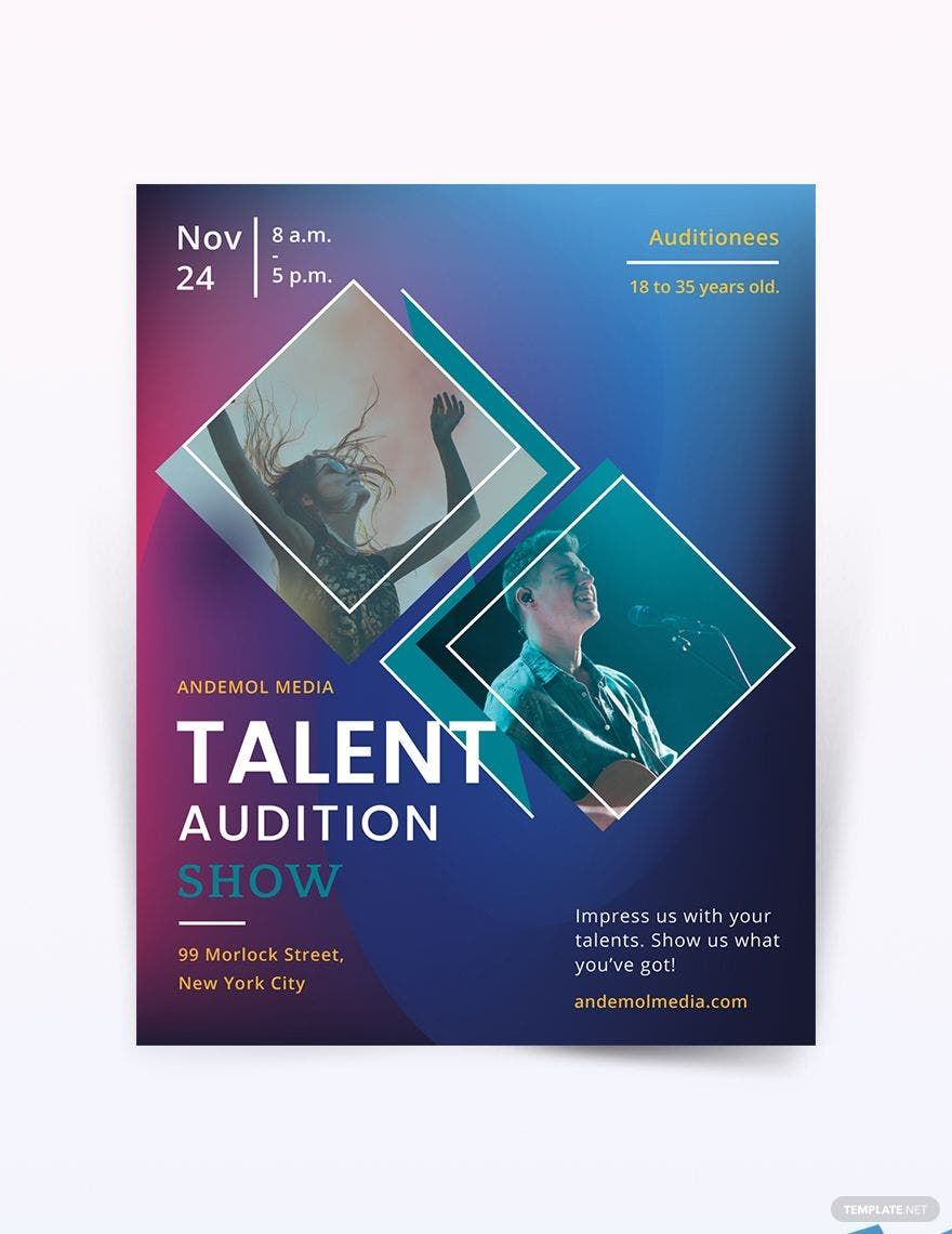 Talent Audition Show Flyer Template Google Docs Illustrator 