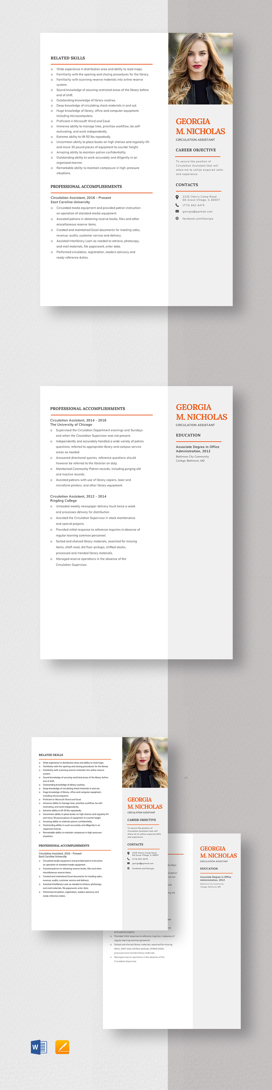 Circulation Librarian Resume Template - Word, Apple Pages | Template.net