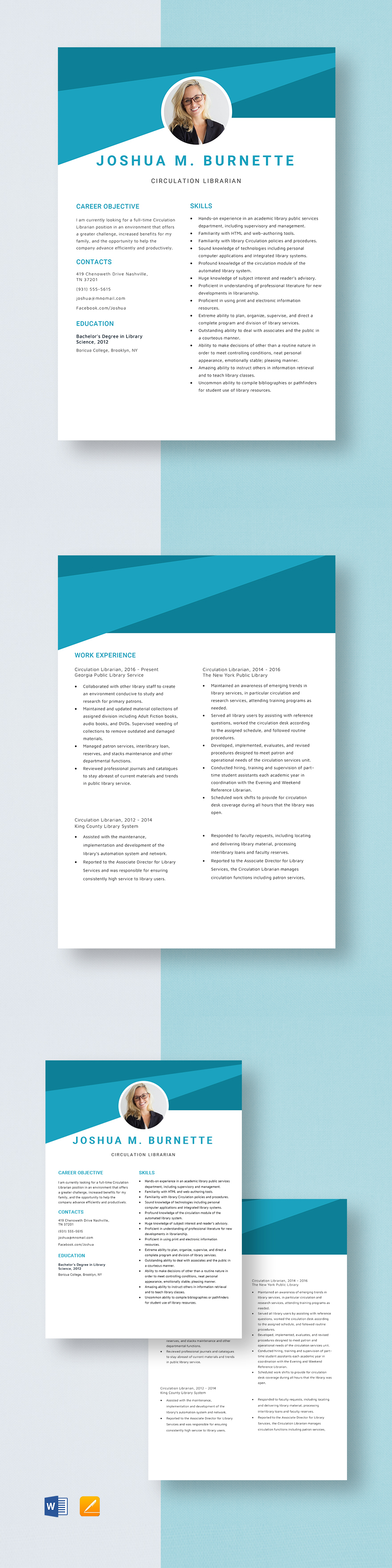 Circulation Librarian Resume Template - Word, Apple Pages | Template.net