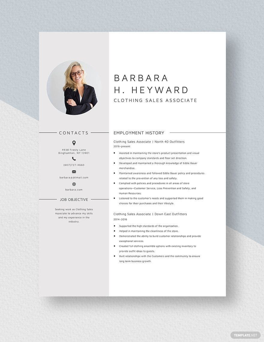 Clothing Sales Associate Resume Download In Word Apple Pages 