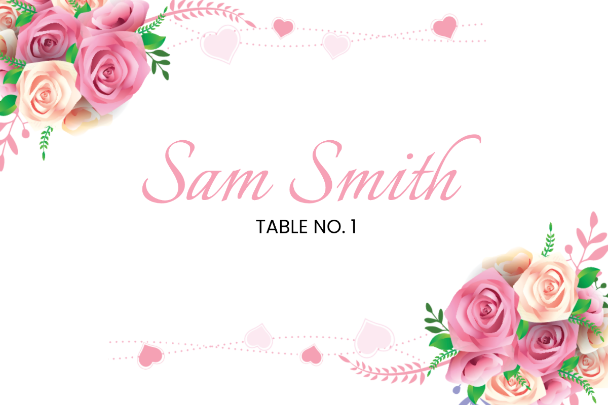 Free Wedding Place Card Templates Editable And Printable