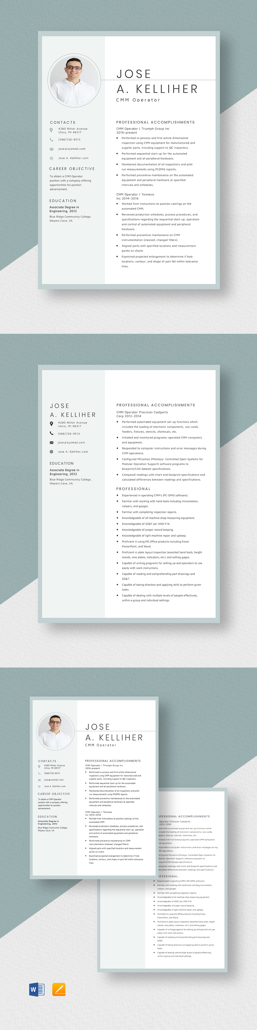 CMM Operator Resume Template - Word, Apple Pages | Template.net