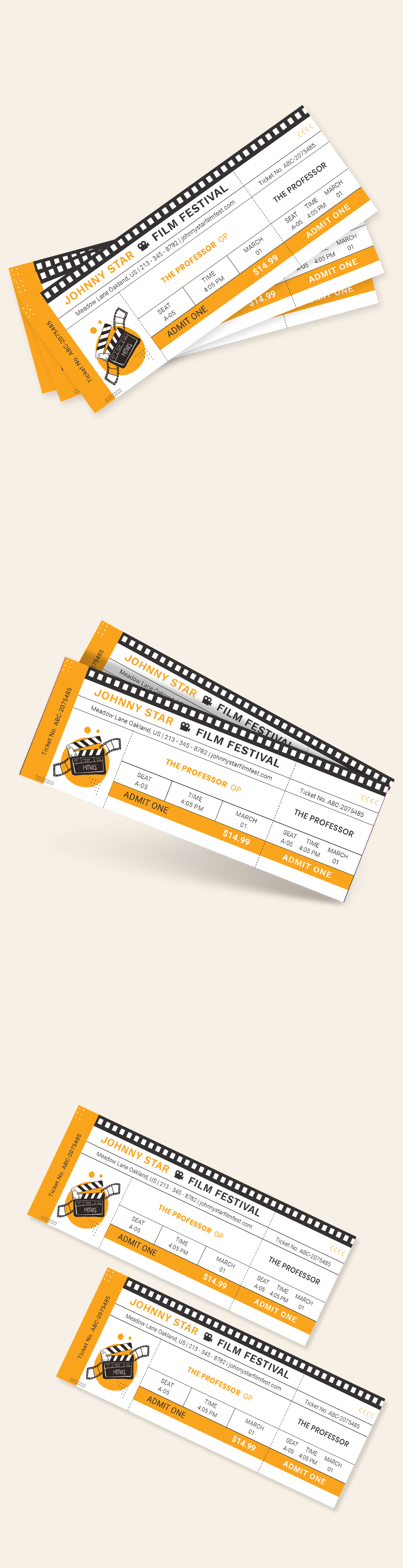 Simple Movie Ticket Template - Illustrator, Word, Apple Pages, PSD, PDF ...