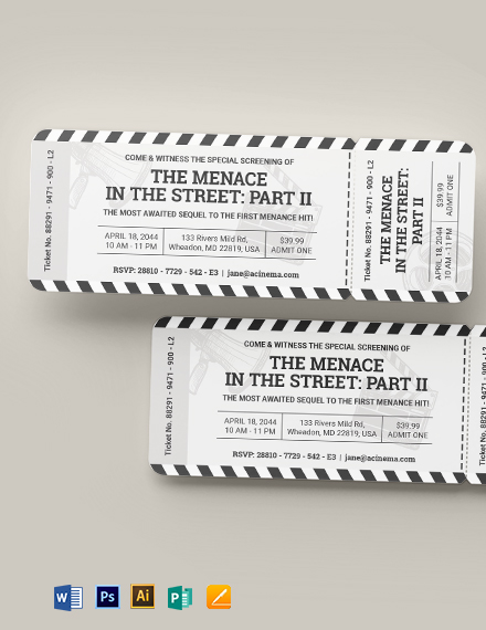 15 Cinema Ticket Templates PSD AI InDesign Word