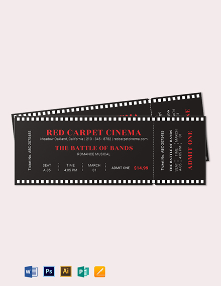 FREE Vintage Movie Ticket Template - Word (DOC) | PSD | InDesign ...