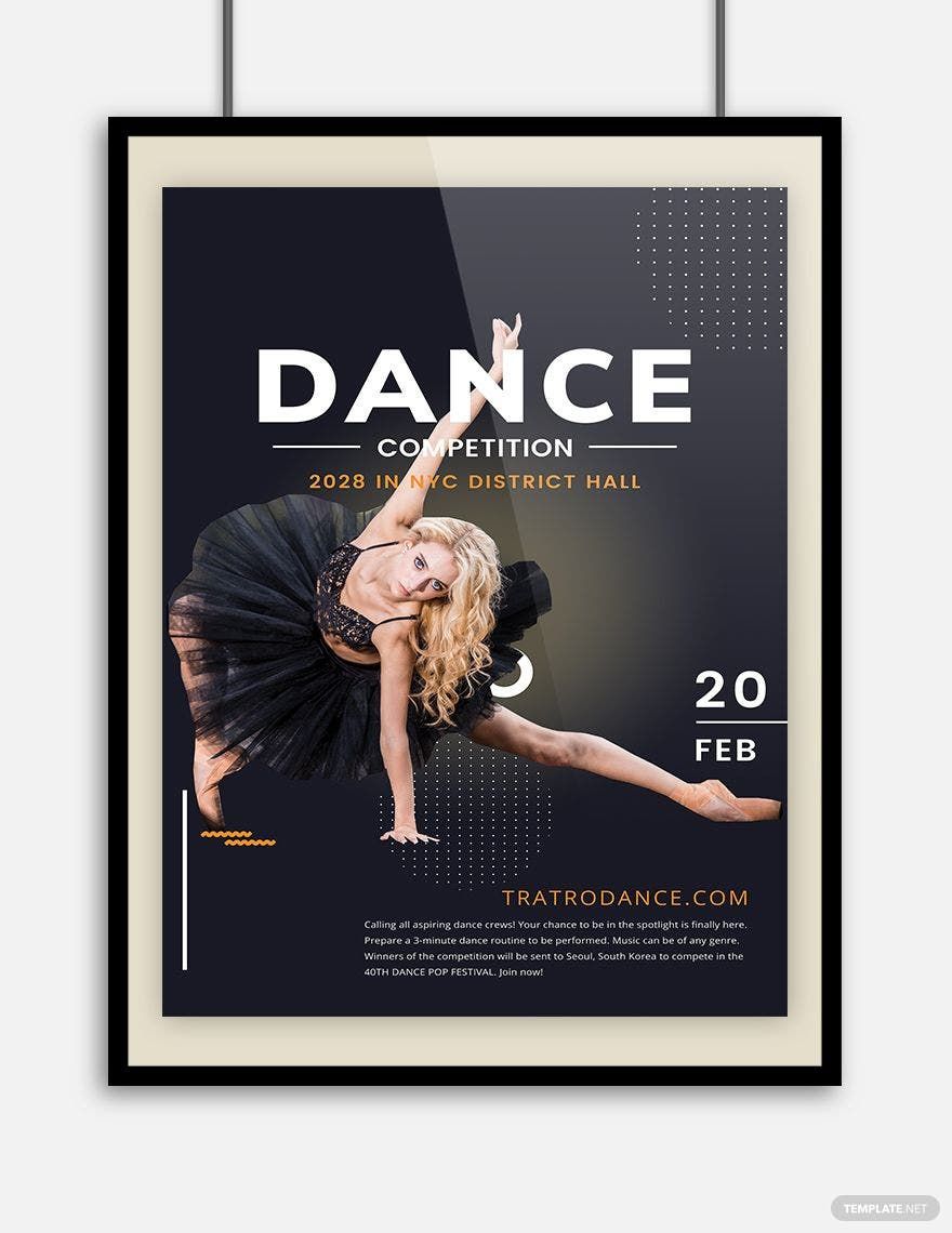 Dance Contest Poster Template Illustrator Apple Pages PSD 
