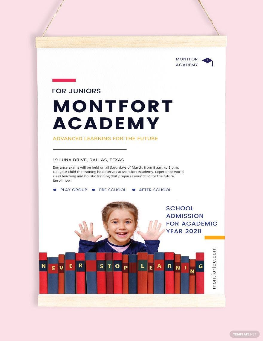 School Advertisement Poster Template Illustrator Apple Pages PSD Template