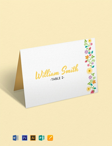 Multi Place Wedding Name Card Template Illustrator Word Apple Pages 