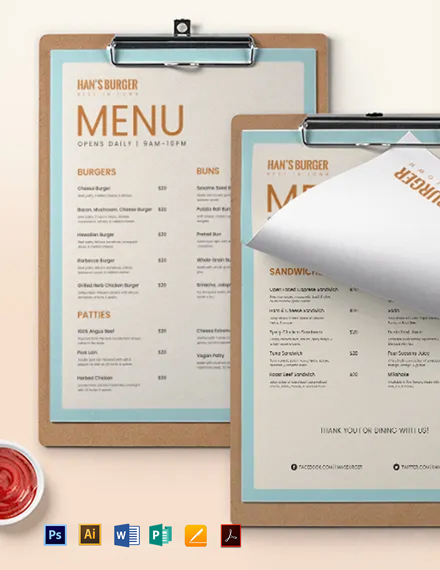 Editable Burger Menu Template