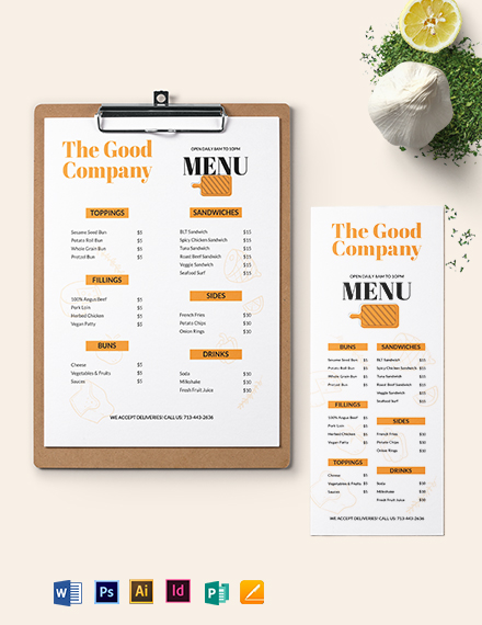 Sumptuous Sandwich Menu - 22+ Free Design Templates in PSD, AI
