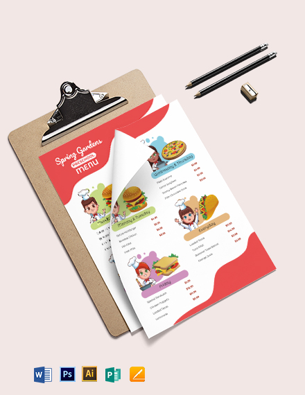 School Menu - 22+ Free Design Templates in Word, PSD, EPS