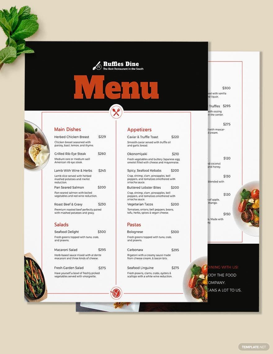  Spanish Restaurant Menu Examples 
