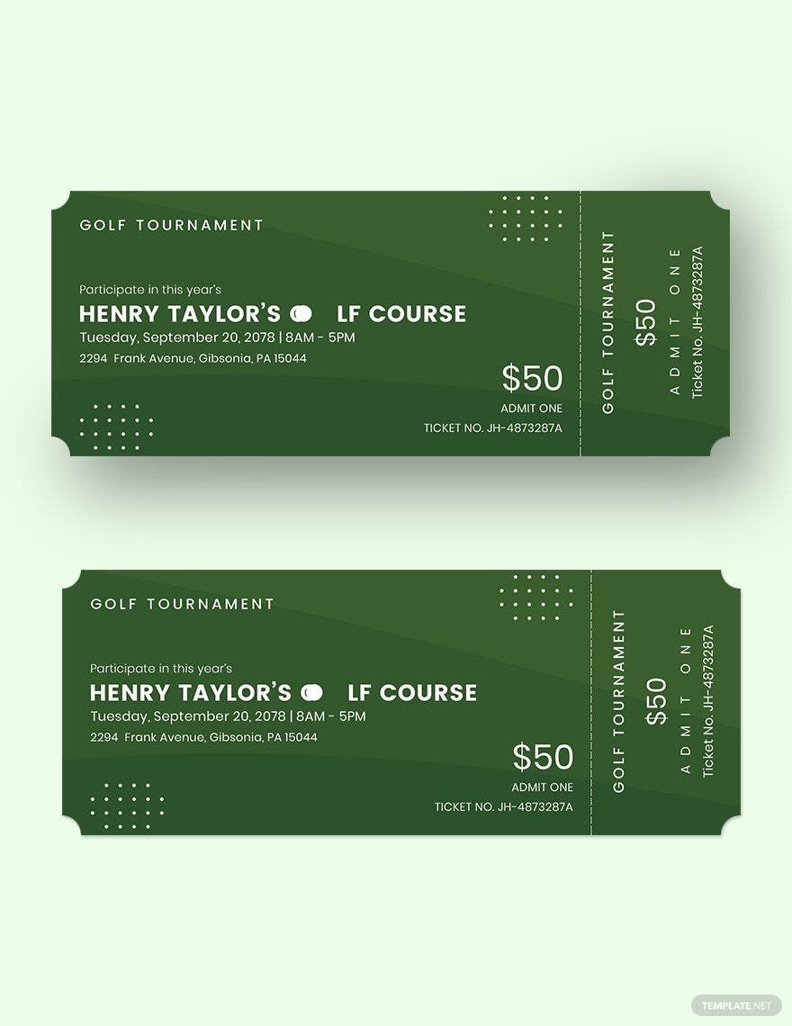 Golf Tournament Ticket Template Download In Word Illustrator PSD 